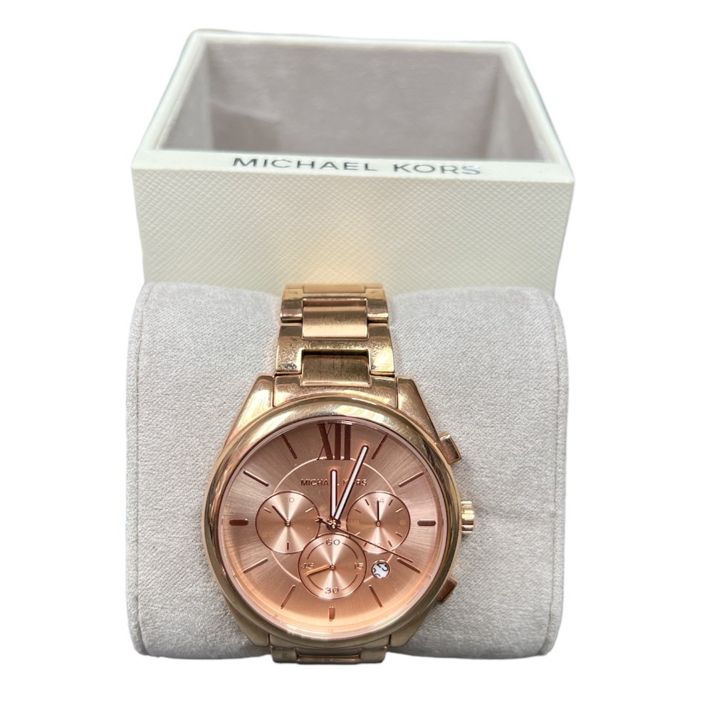 Pre-owned Michael Kors Women's Rose Gold Tone Chronograph Stainless ...